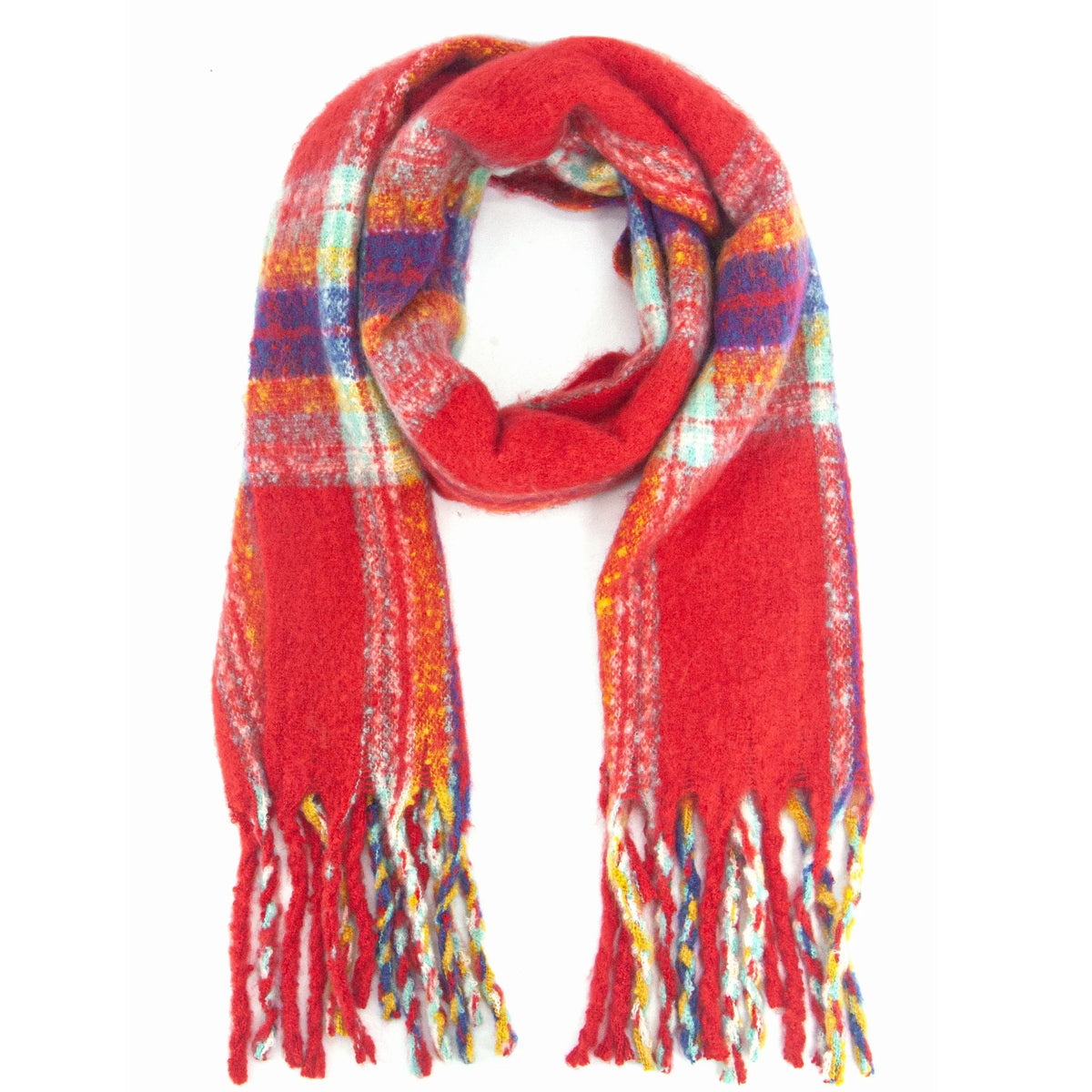 Big Soft Scarf - Red Check - - Liv's Solihull