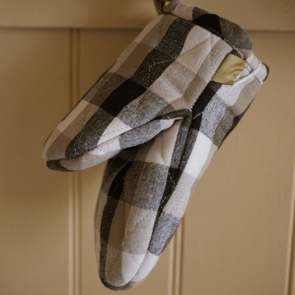 Half Oven Glove Mitt - Black Check - - Liv's Solihull