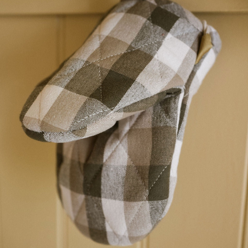 Half Oven Glove Mitt - Green Check - - Liv's Solihull
