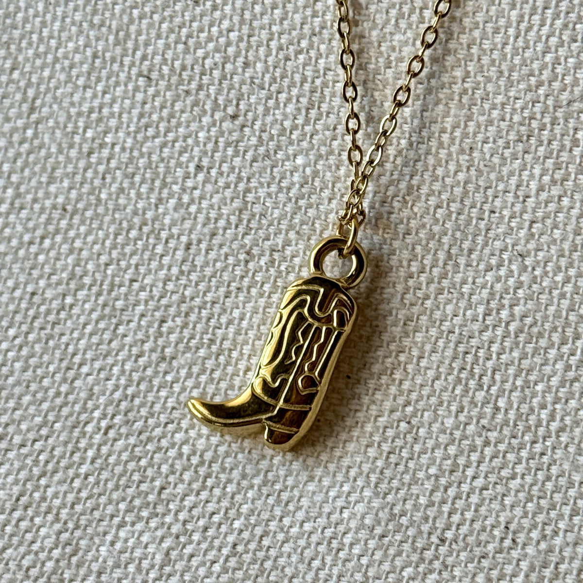 Necklace - Gold Western Cowboy Boot Pendant - - Liv's Solihull