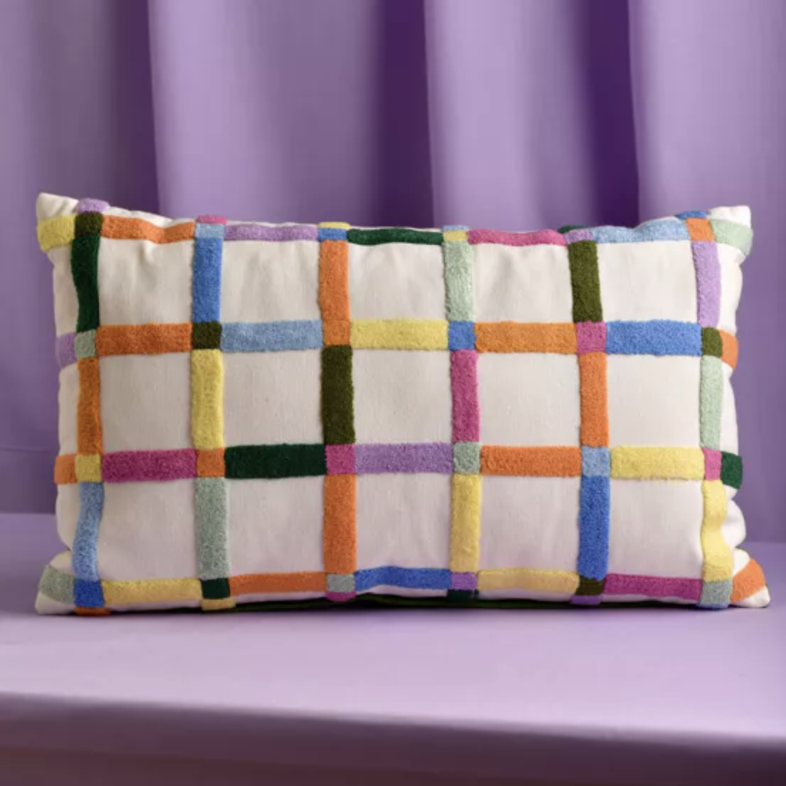 Cushion - Raspberry Blossom Tufted Check - - Liv's Solihull