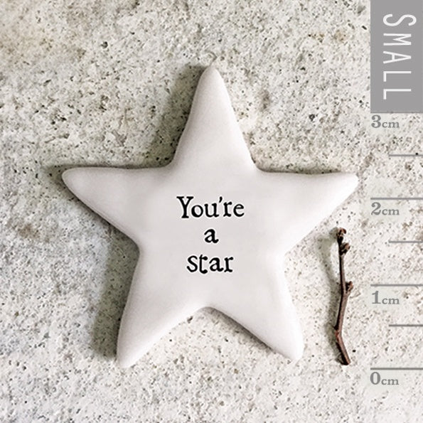 Tiny Porcelain Star Token - You’re a Star - - Liv's Solihull