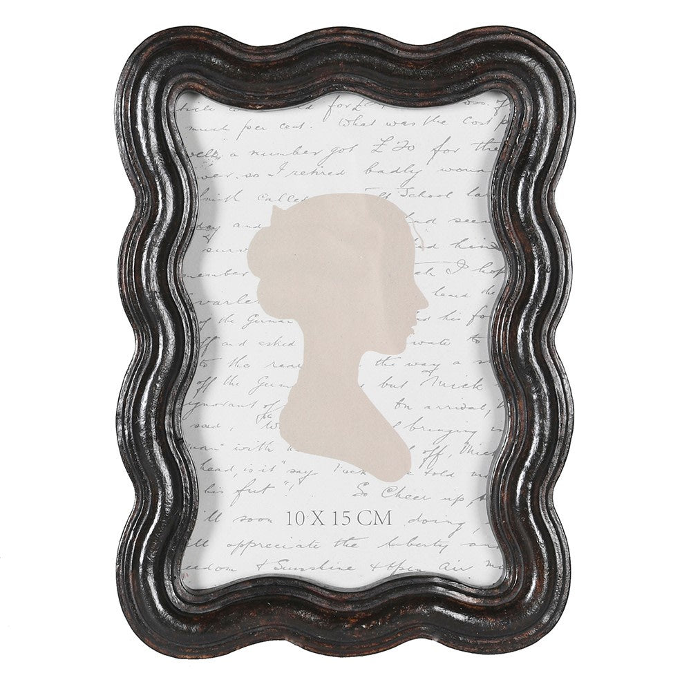 Wavy Photo Frame - Aged Brown Black, 4x6" - - Liv's Solihull