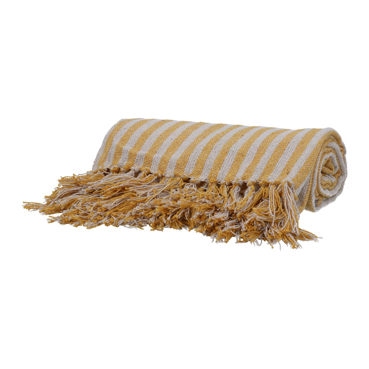 Throw - Mustard Woven Stripe 125 x 150cm - - Liv's Solihull