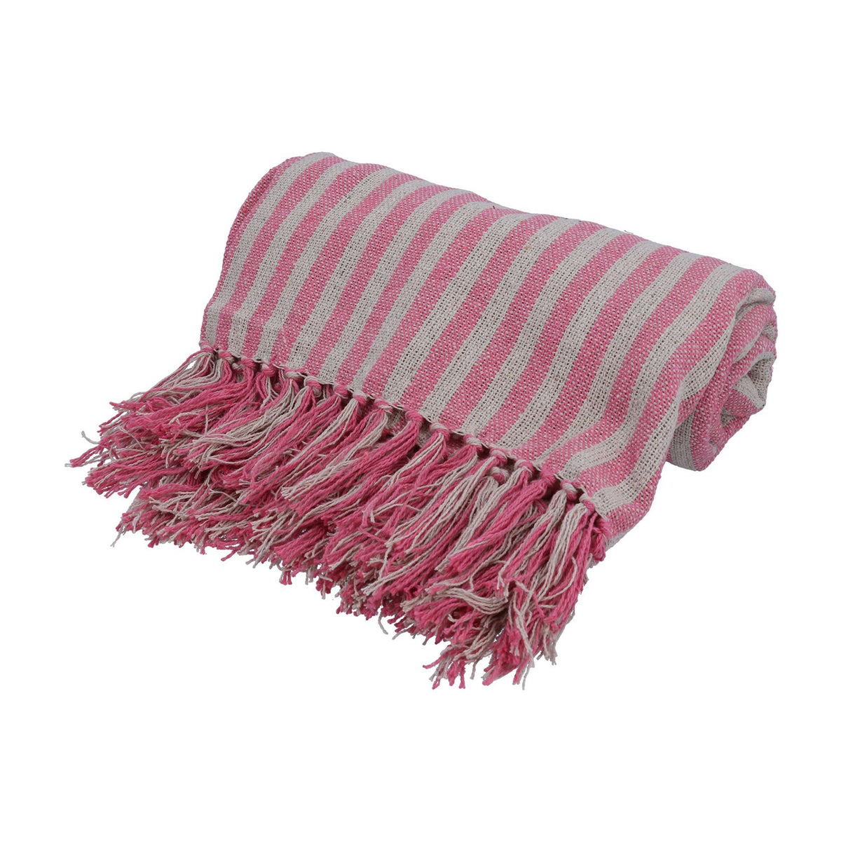 Throw - Pink Woven Stripe, 125 x 150cm - - Liv's Solihull