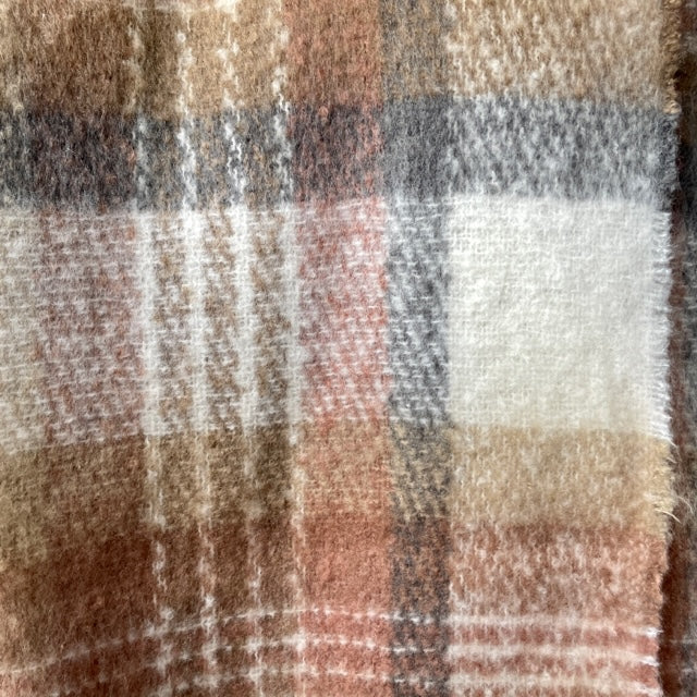 Throw - Faux Mohair Check, Blush 170 x 130cm - - Liv's Solihull