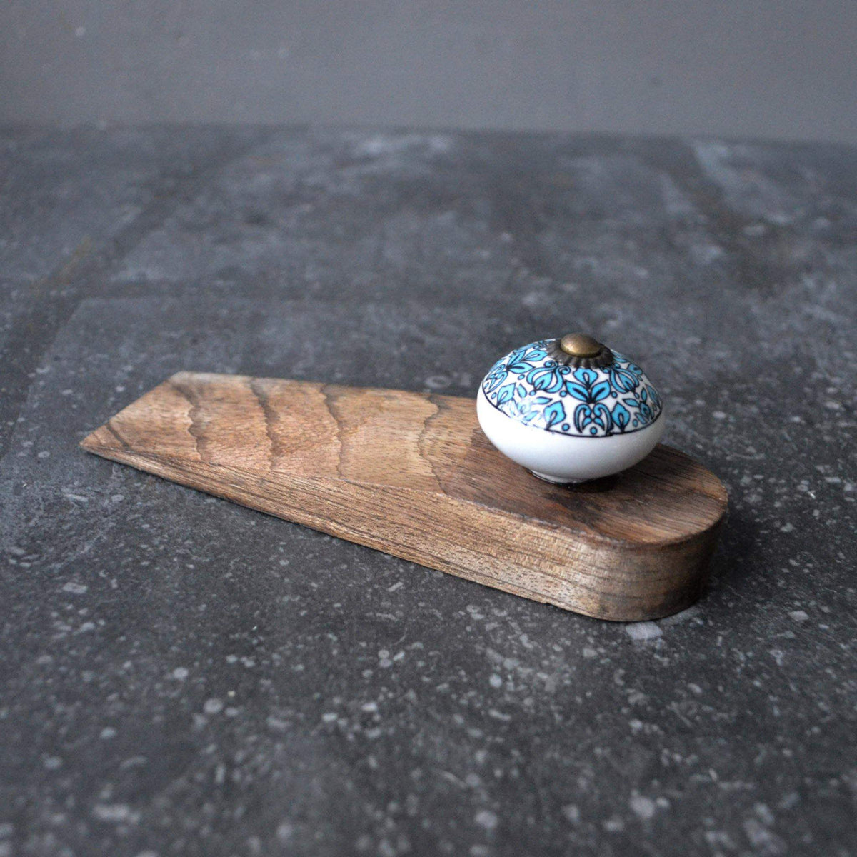 Wooden Door Stop Wedge - Blue Asstd. - - Liv's Solihull