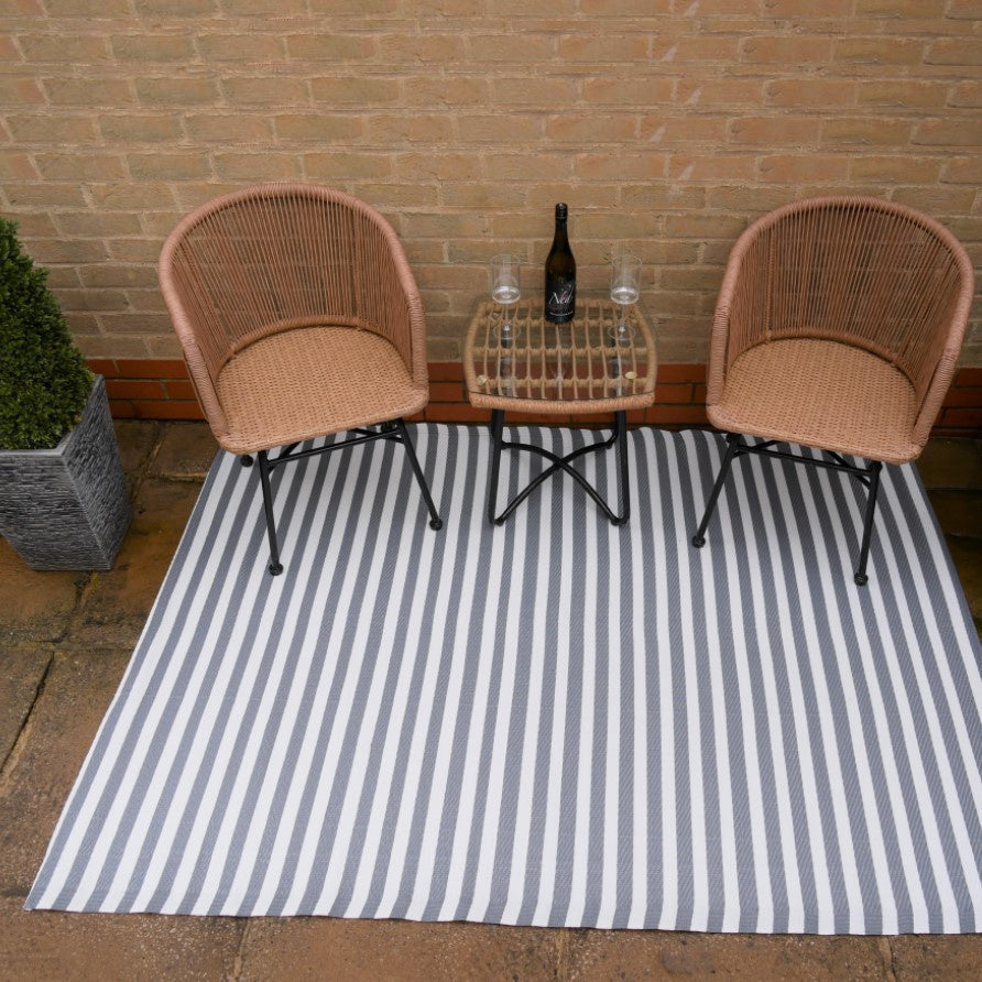 Garden Rug - Grey Stripe (210x150cm) - - Liv's Solihull