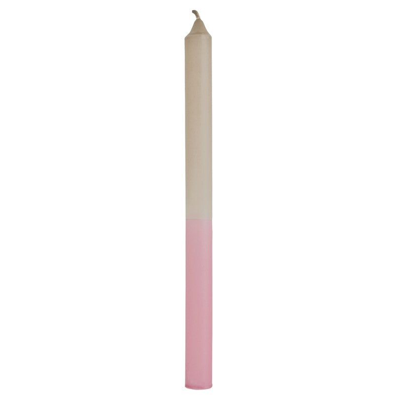 Tall Two Tone Dinner Candle - Taupe & Pink - - Liv's Solihull